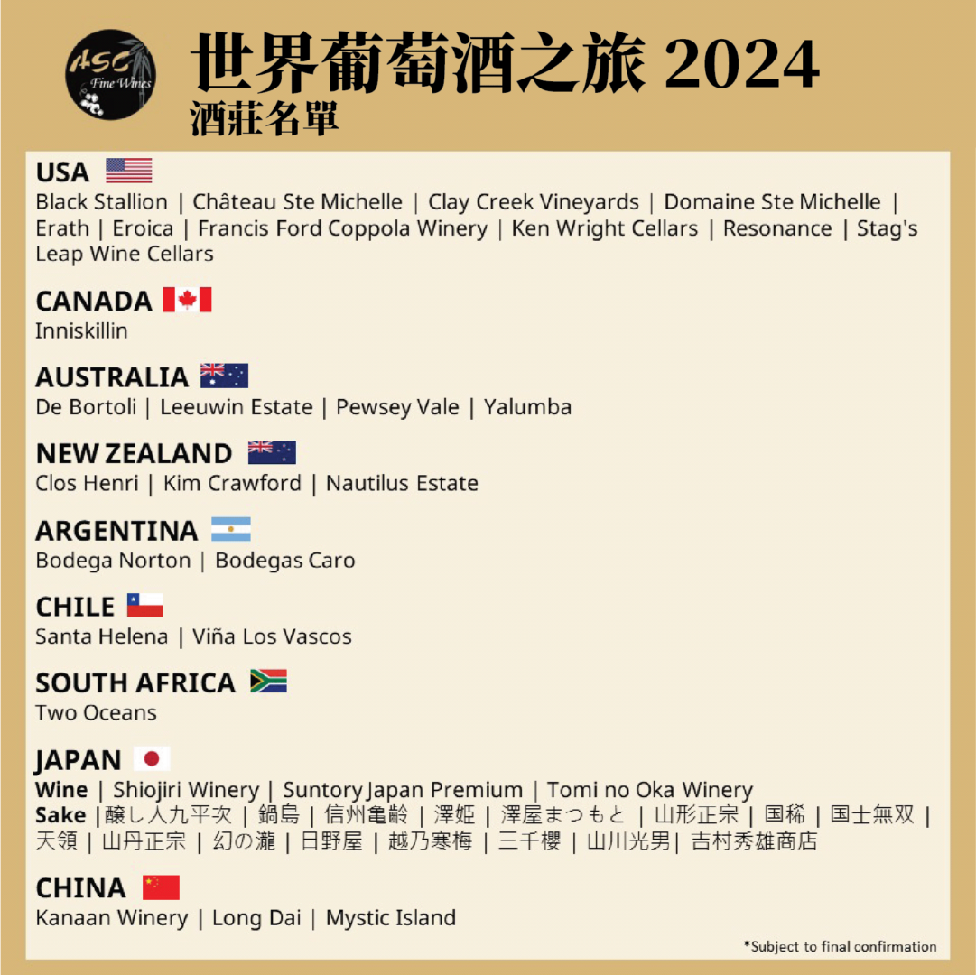 ASC Fine Wines: 世界葡萄酒之旅 2024 - WineNow